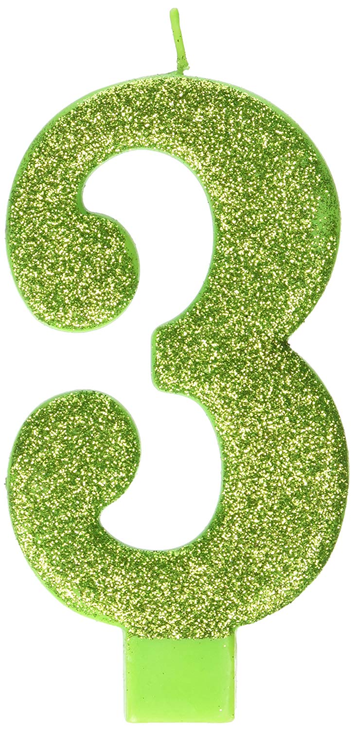 Amscan International 170354 Glitter Number 3 Candle, Large – TopToy