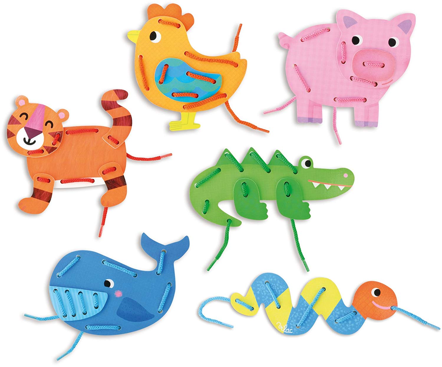 Vilac 2476 Animals Lacing Game, Multi-Color – TopToy
