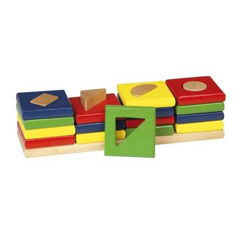 Goki WM034 The 4 Towers, Shapes and Colours Sorting Game, Mixed – TopToy