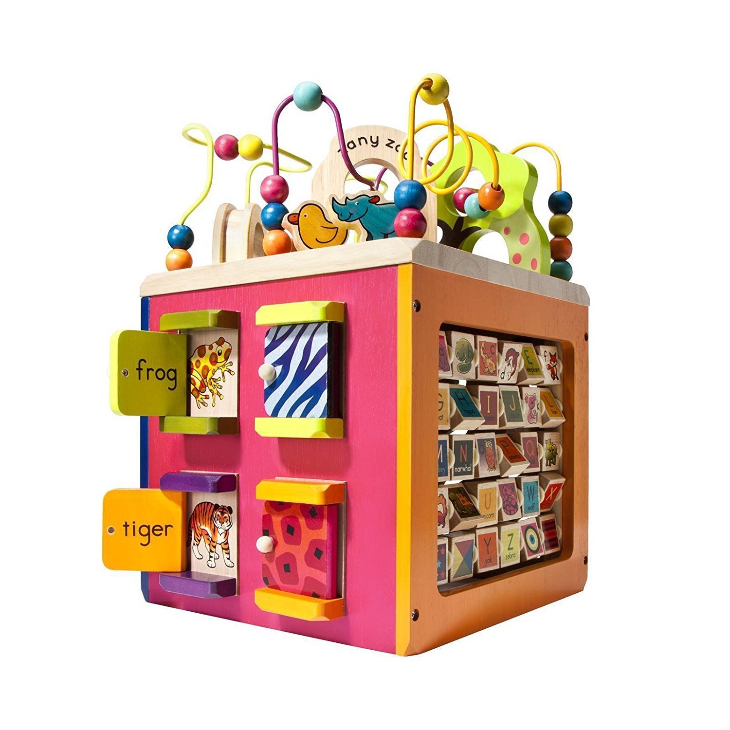 B Toys – Zany Zoo Wooden Activity Cube – Toddler Activity Center for ...