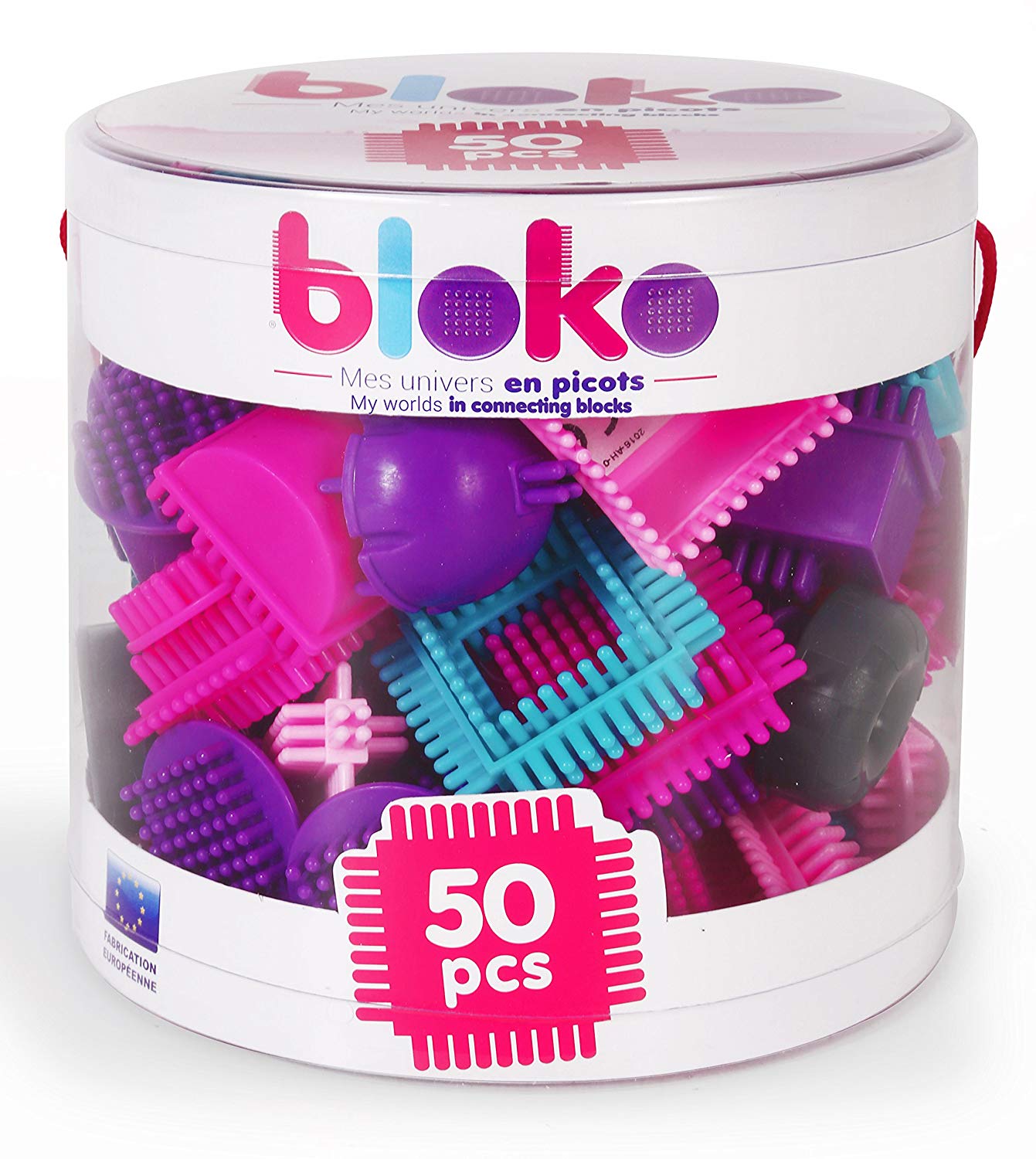 BLOKO Bloko503532 50 Pieces Girl’s Construction Tooth Blocks Tube ...