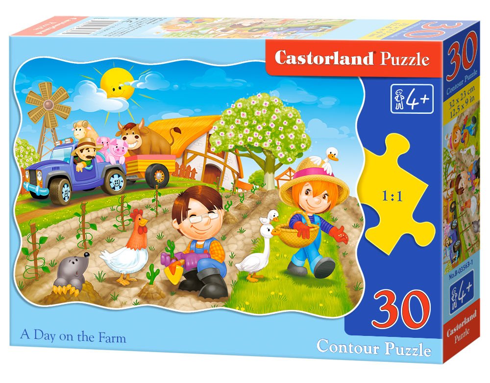 Castorland B03563 Classic A Day On The Farm Contour Jigsaw Puzzle, 30 ...