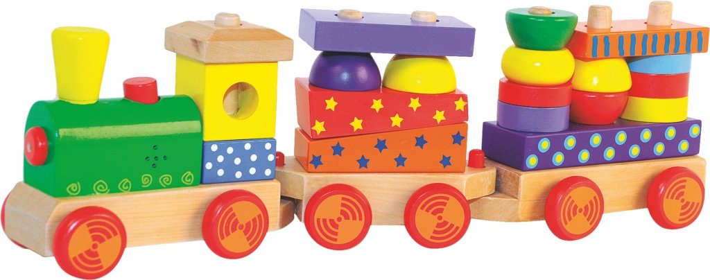Woodyland 43 x 13.5 cm Didactic Toys Stacking Train with Light and ...