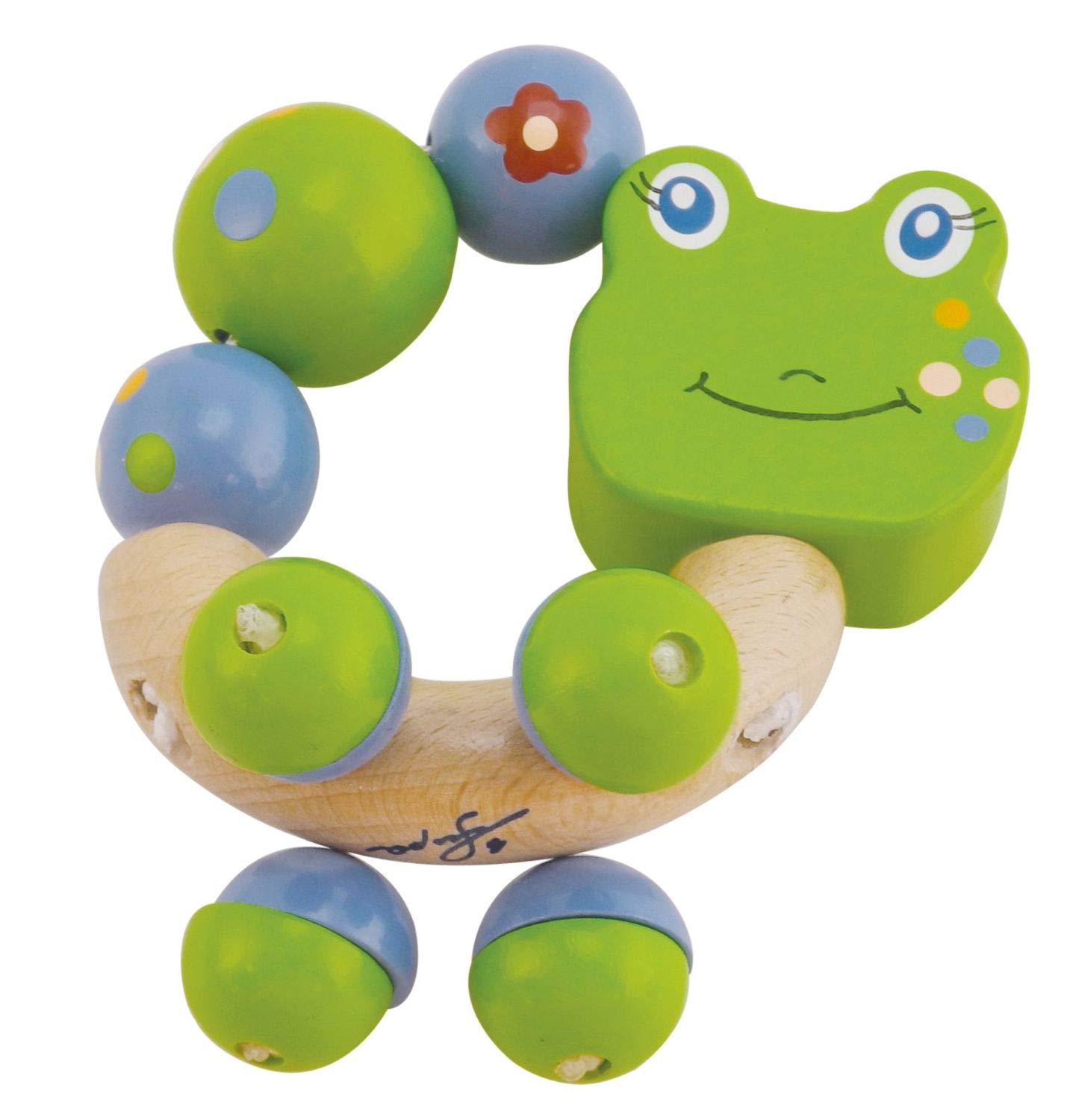 Bieco 44021011 Figure Rattle Froggy, Rattle Ring Shape of Wood with ...