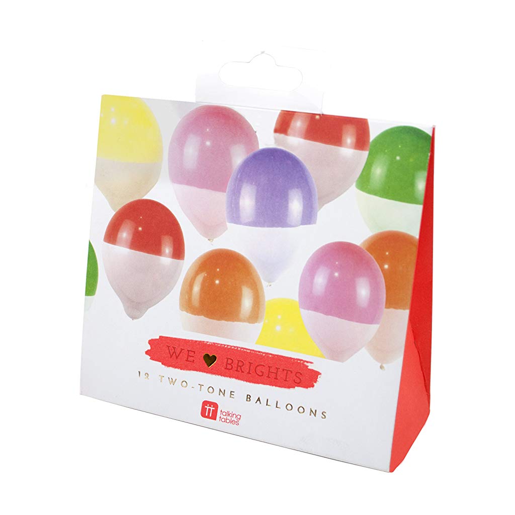 Talking Tables We Heart Brights Block Colour Two-Tone Party Balloons ...
