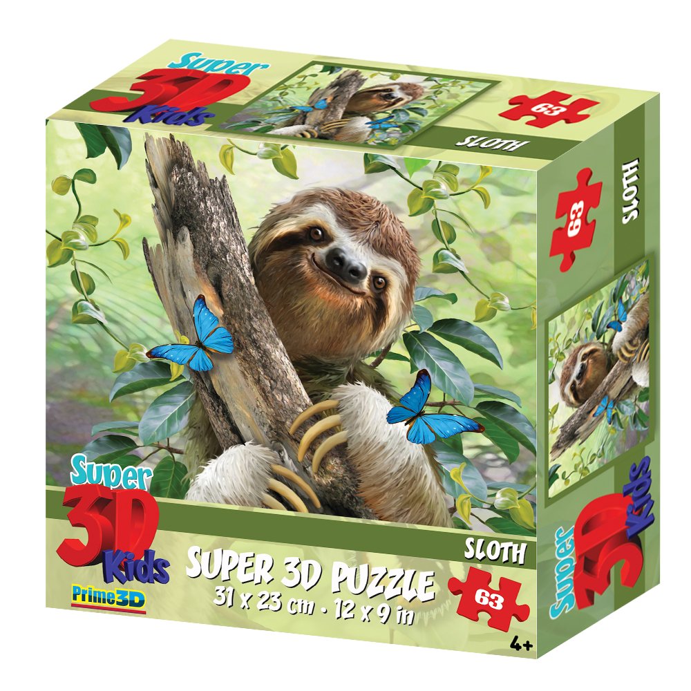 Howard Robinson Animals 63 Piece Super 3D Children’s Puzzle-Sloth – TopToy