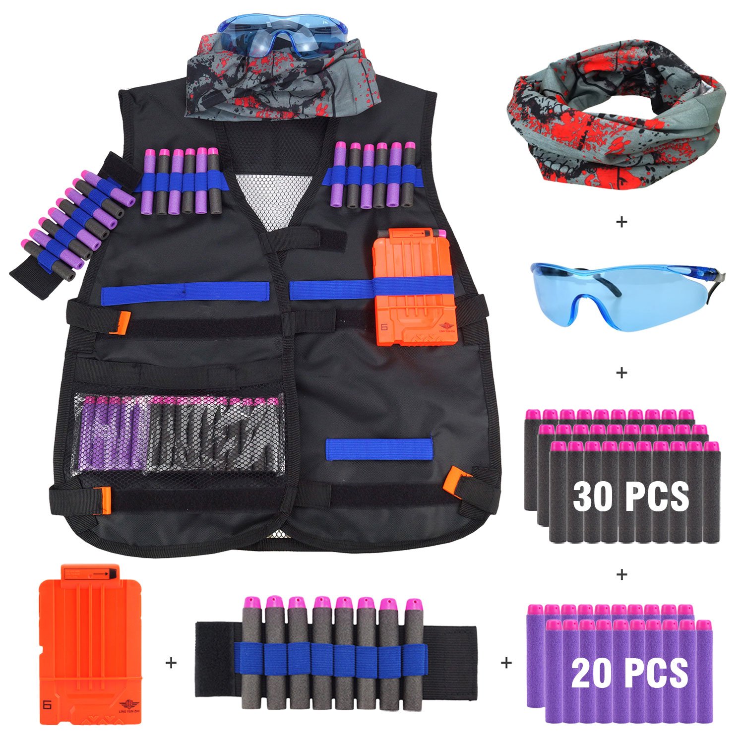 JVIGUE B074CFDWCF Tactical Vest Jacket Kit for Nerf Guns N-Strike Elite ...