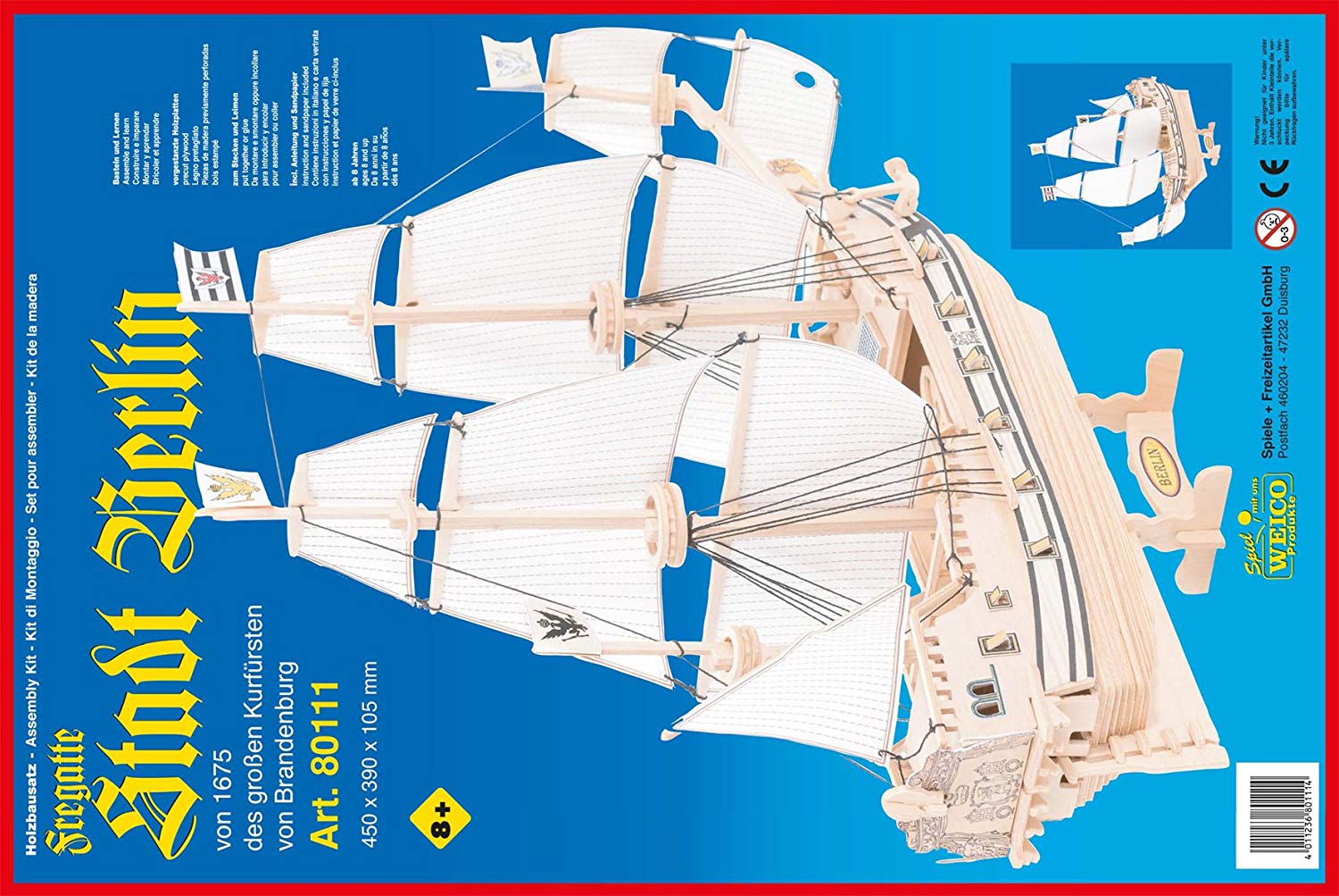 Weico 80111 – Wooden Assembly Kit, Fregatte City Berlin – TopToy
