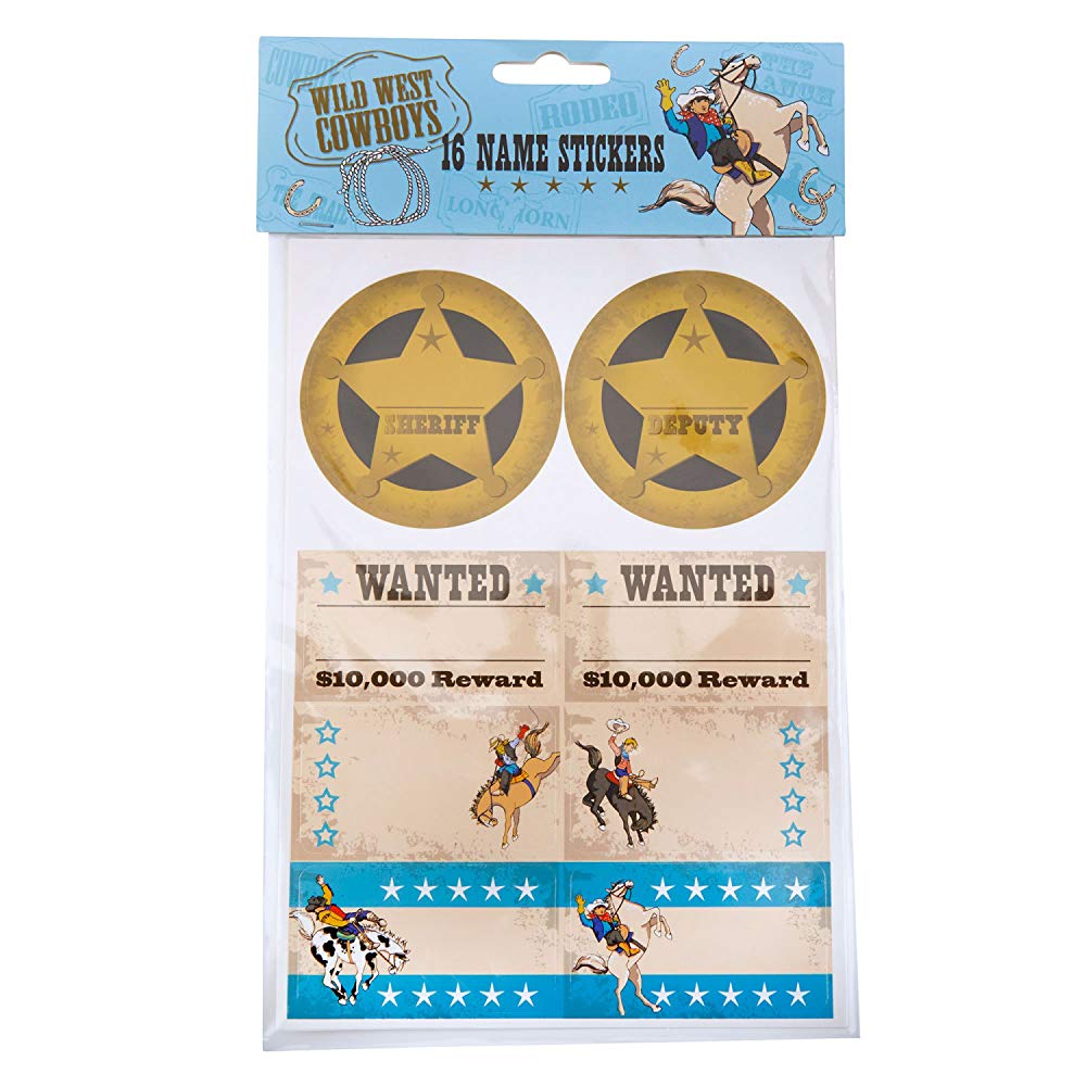 Neviti Wild West Cowboys Birthday Party Name Sticker Pack – TopToy