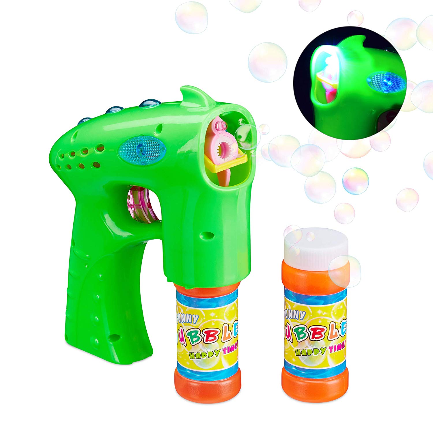 Relaxdays 10024936_53, Green Gun LED Soap Blower Children Bubble ...
