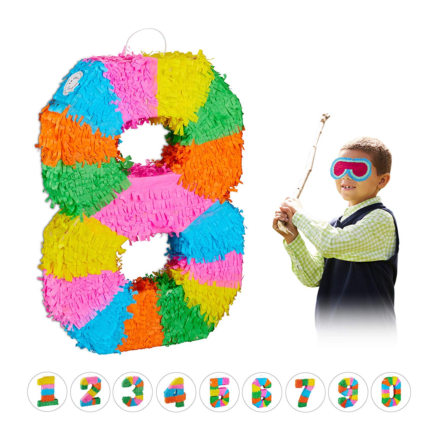 Relaxdays 10025189_910 Birthday Piñata, Number 8 Hanging Pinata for ...