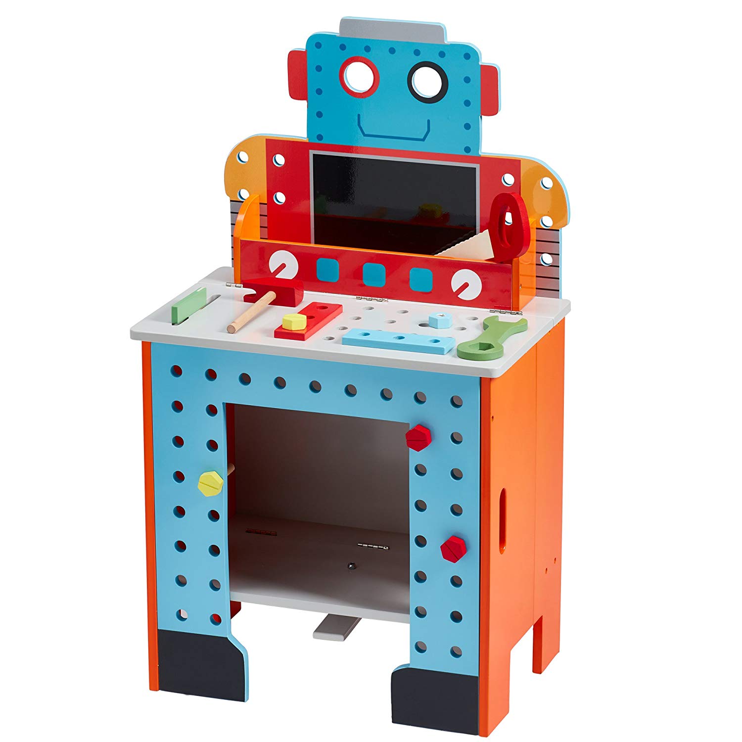 Teamson Kids Childrens Blue Wooden Robot WorkBench Activity Learning TD ...
