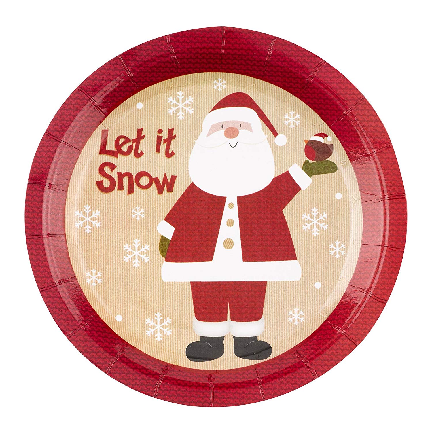 Neviti Let It Snow-Plates-Father Christmas-8 Pack, Wood, Multi-Colour ...
