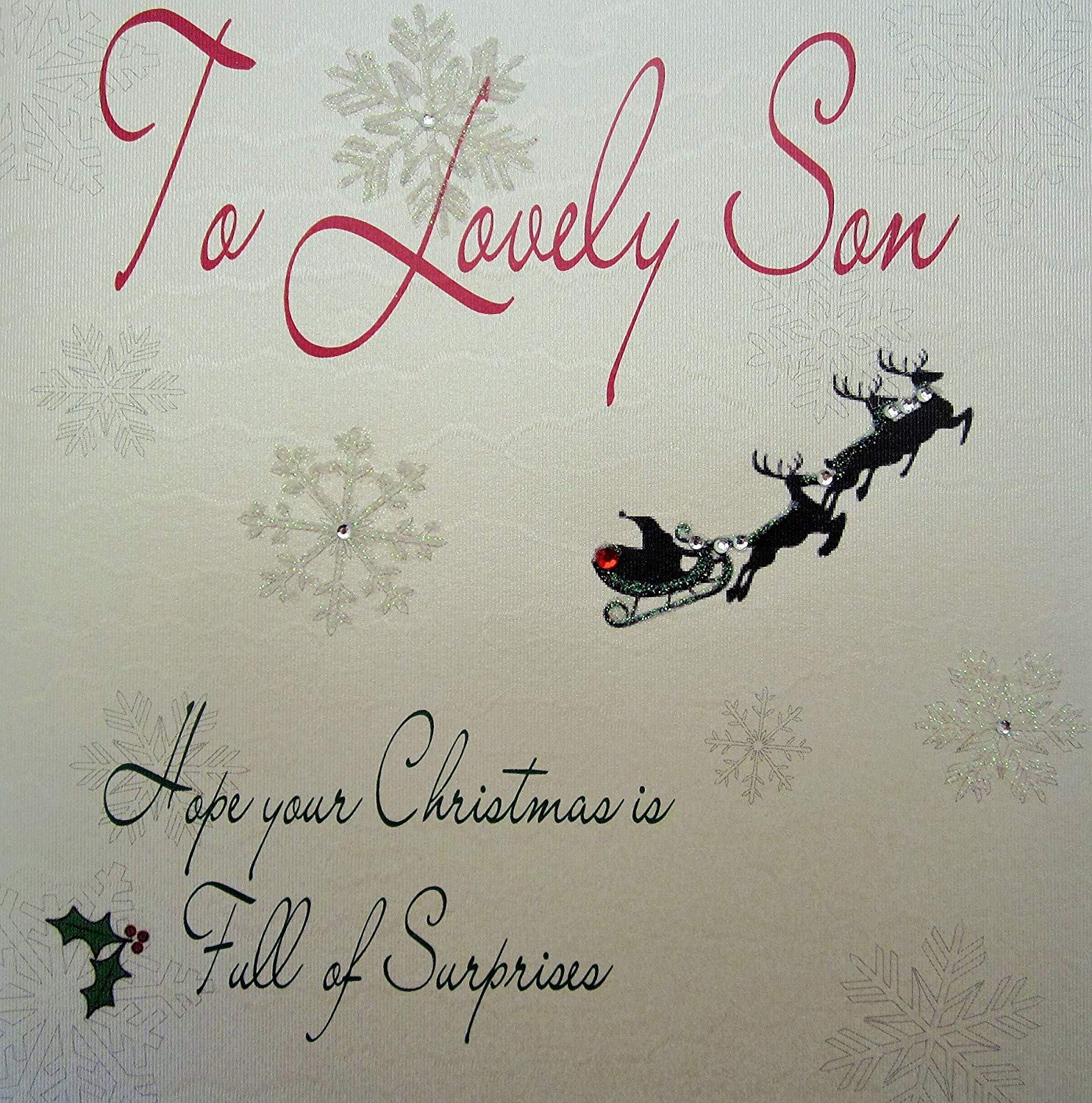 WHITE COTTON CARDS To Lovely Son Handmade Christmas Card (Santa on his ...