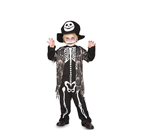 Fyasa 706442-T01 Skeleton Fancy Dress Costume for 4 to 6 Years, Black ...