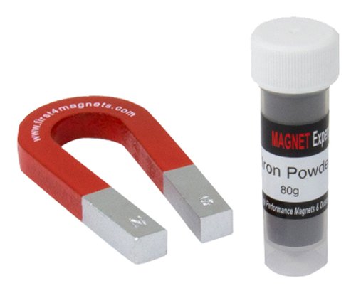 first4magnets Traditional Alnico Horseshoe Magnet and Iron Powder Set ...