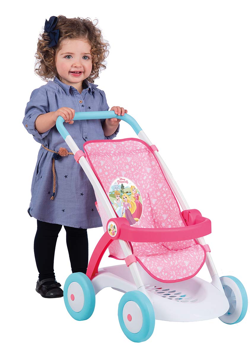 Smoby 254002 Disney Princess Stroller for Dolls and Dolls with Storage ...