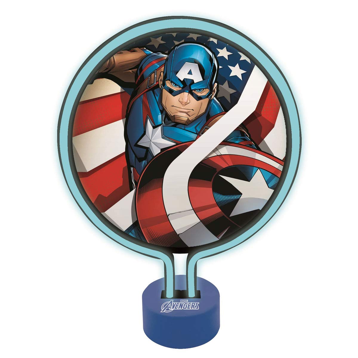 LEXIBOOK LTP100AV Avengers Captain America Neon Lamp, Kids Bedroom ...