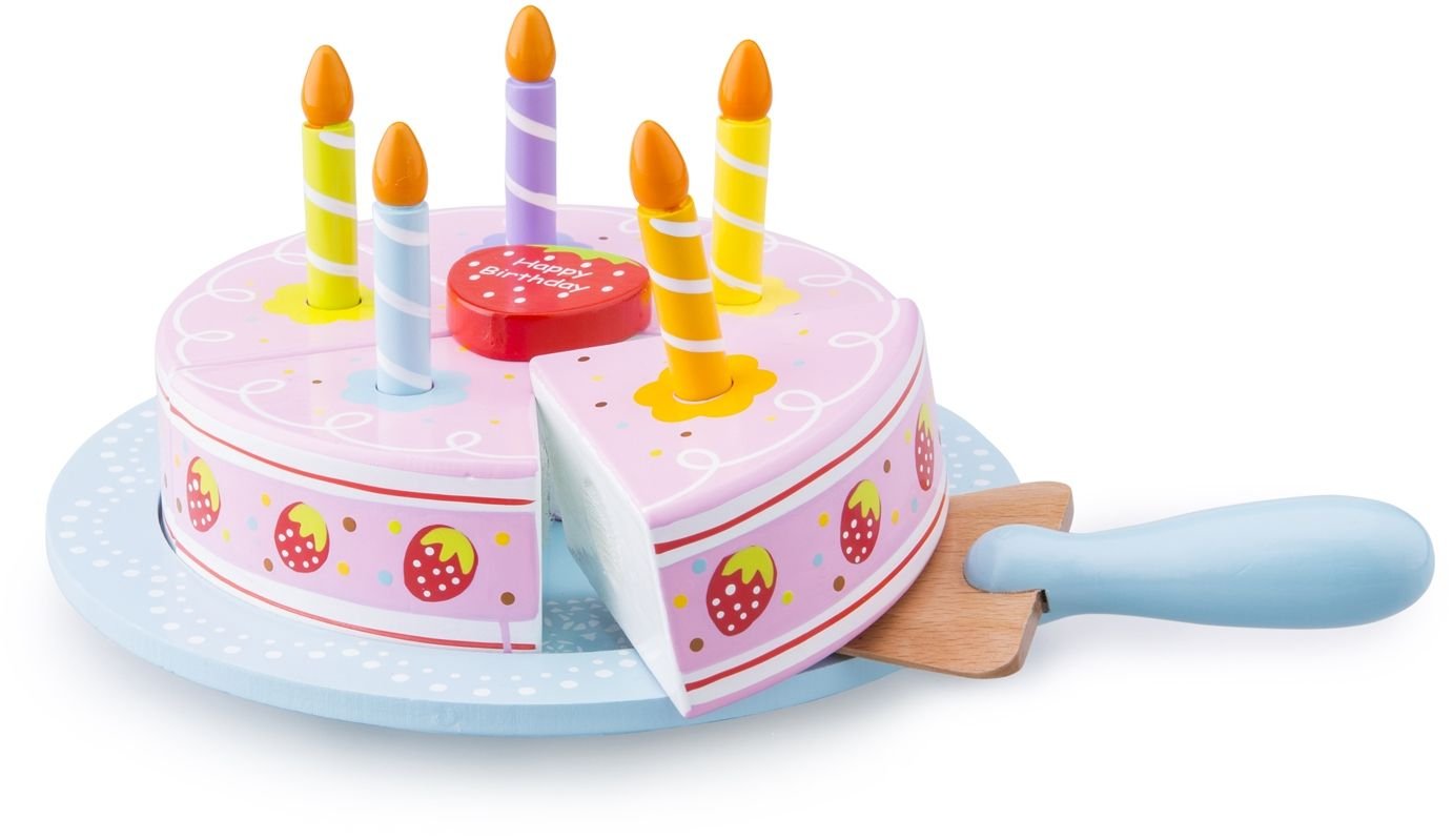 New Classic Toys 10628 Wooden Birthday Cake Set Pretend Play Kids ...