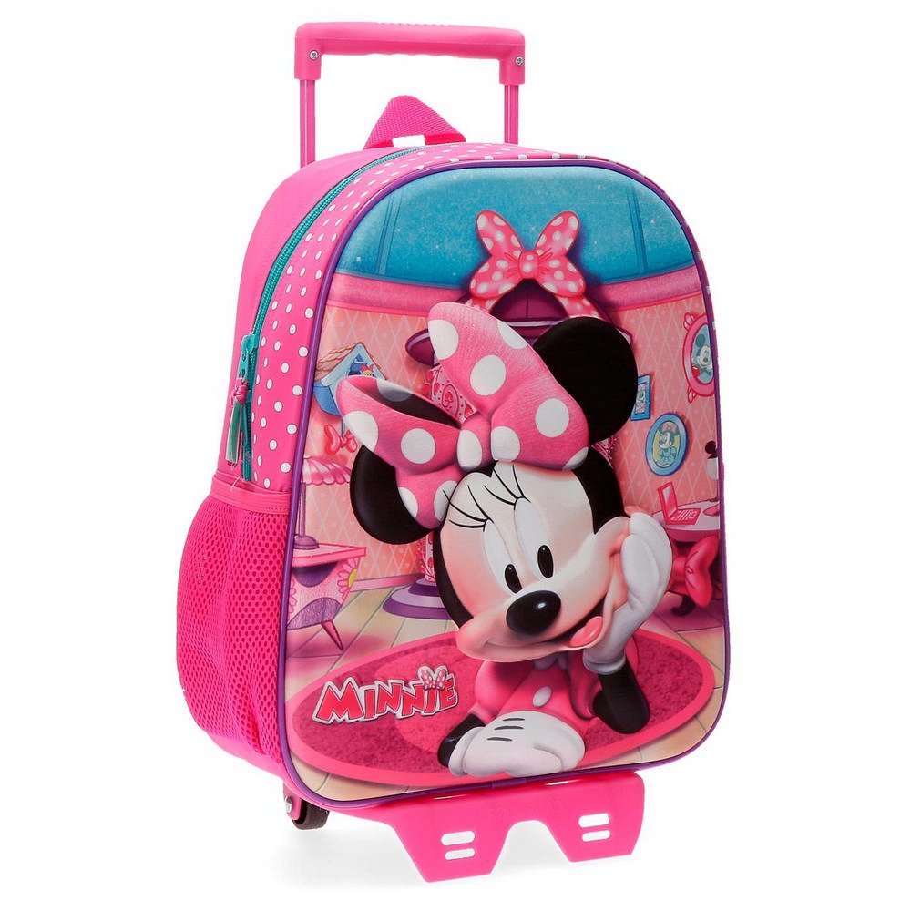 Minnie Smile Pink Preschool backpack 33cm with trolley and front part ...