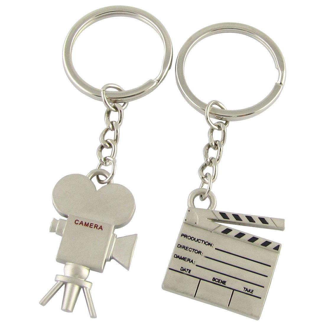 Silver Tone 2 Pcs Film Clipboard Camera Key Chain Ring – TopToy