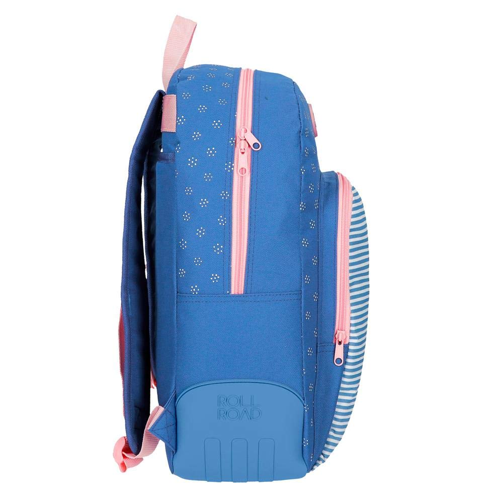 Roll Road Rose School Backpack Adaptable to trolley Blue 33x44x13,5 cms ...