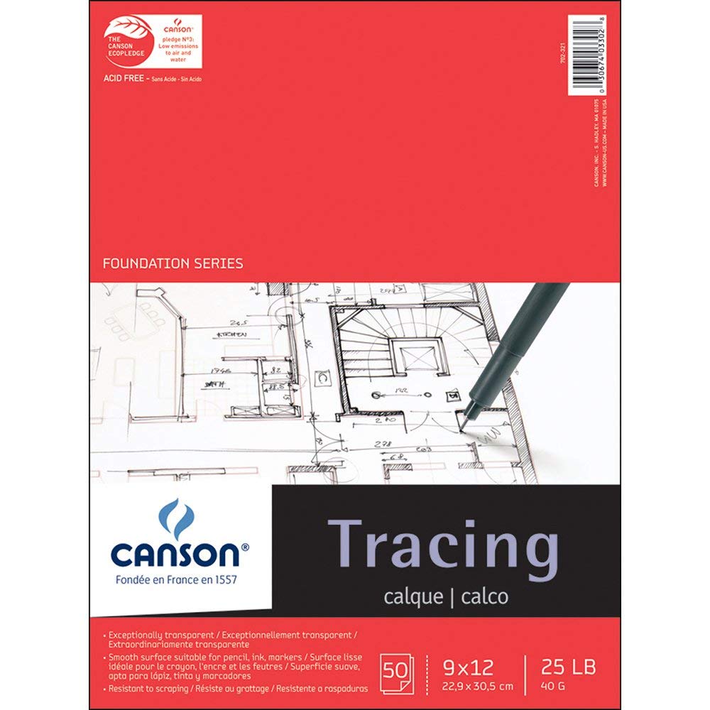Canson Foundation Series Tracing Paper Pad 9-inch x 12-inch50 Sheets ...