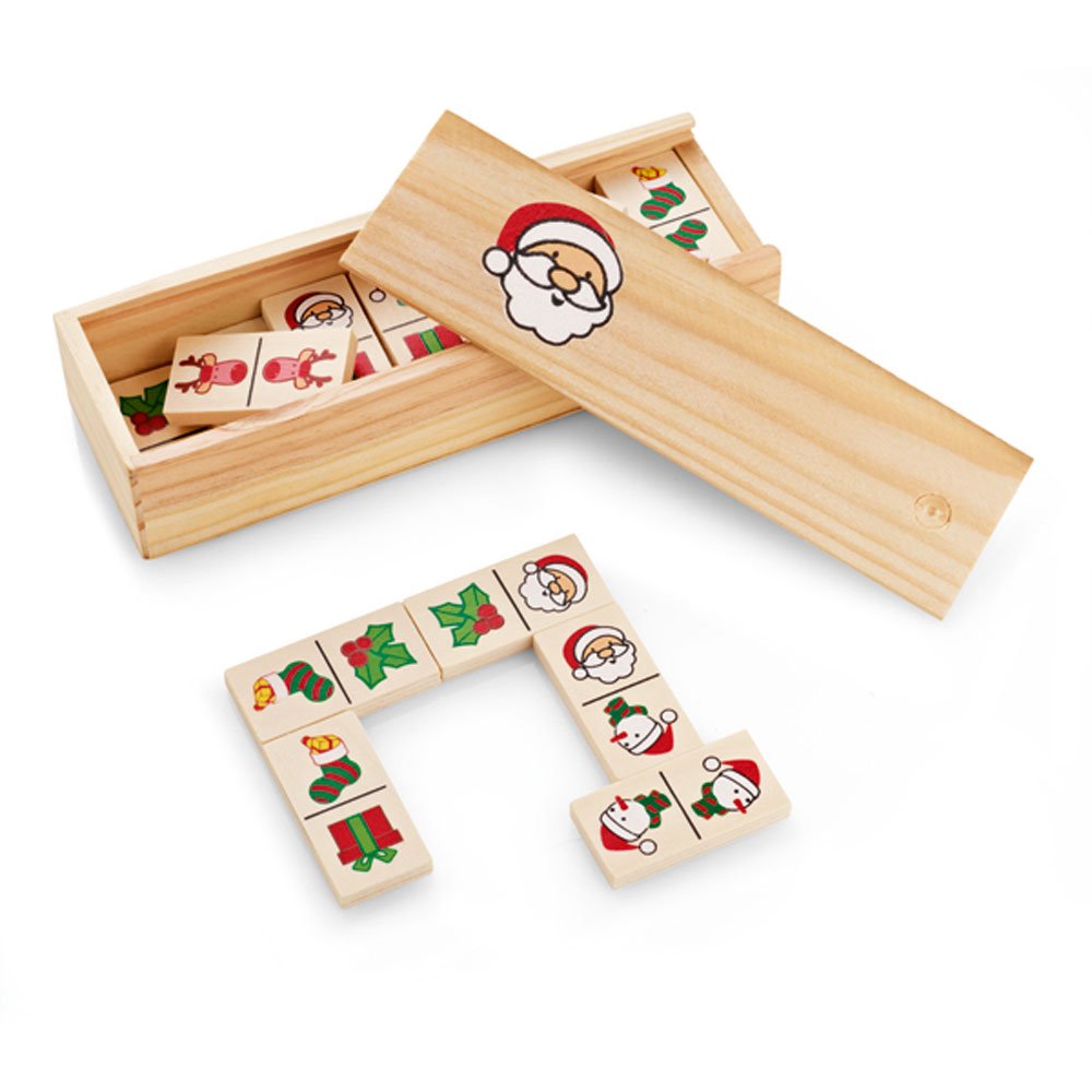 eBuyGB Wooden Christmas Novelty Dominoes Game Stocking Filler Xmas ...