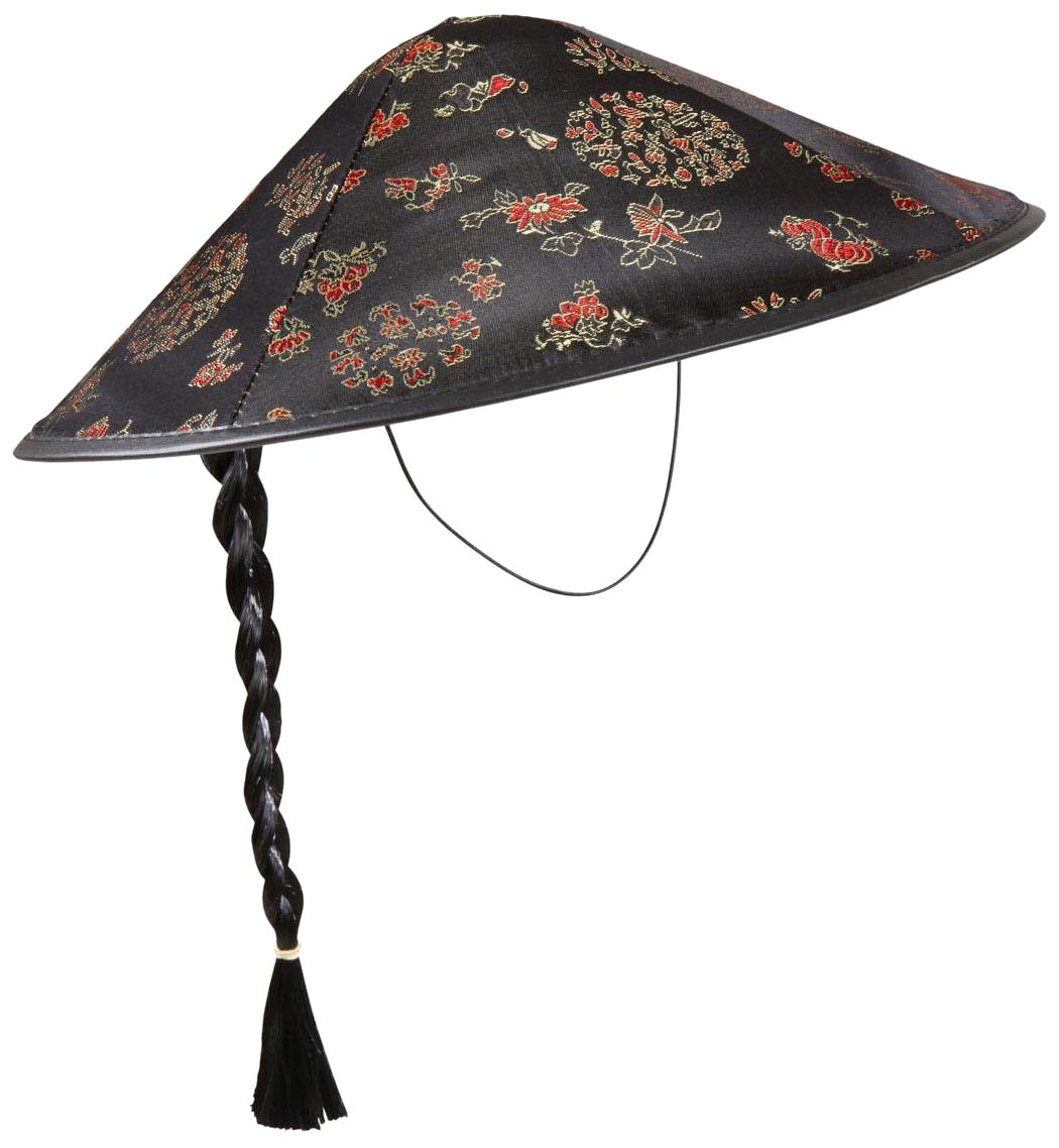 Chinaman Satin withPlait Oriental Hats Caps & Headwear for Fancy Dress ...