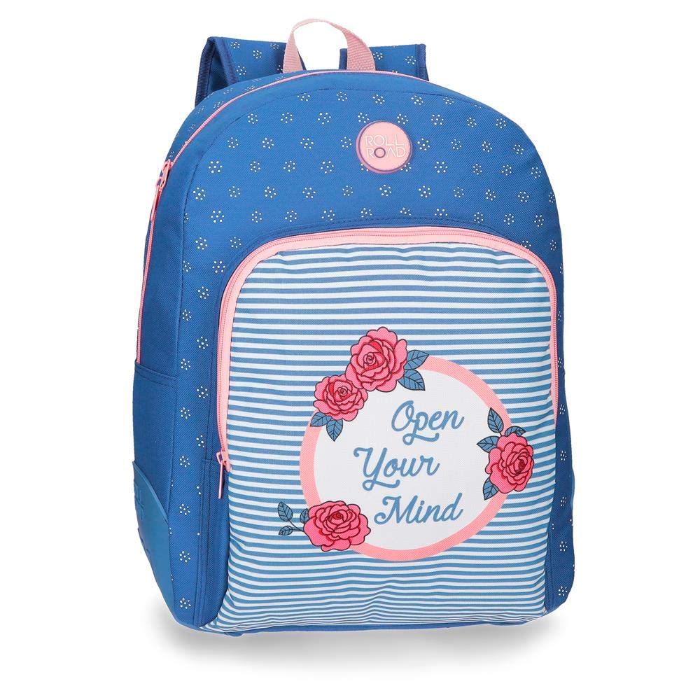 Roll Road Rose School Backpack Adaptable to trolley Blue 33x44x13,5 cms ...
