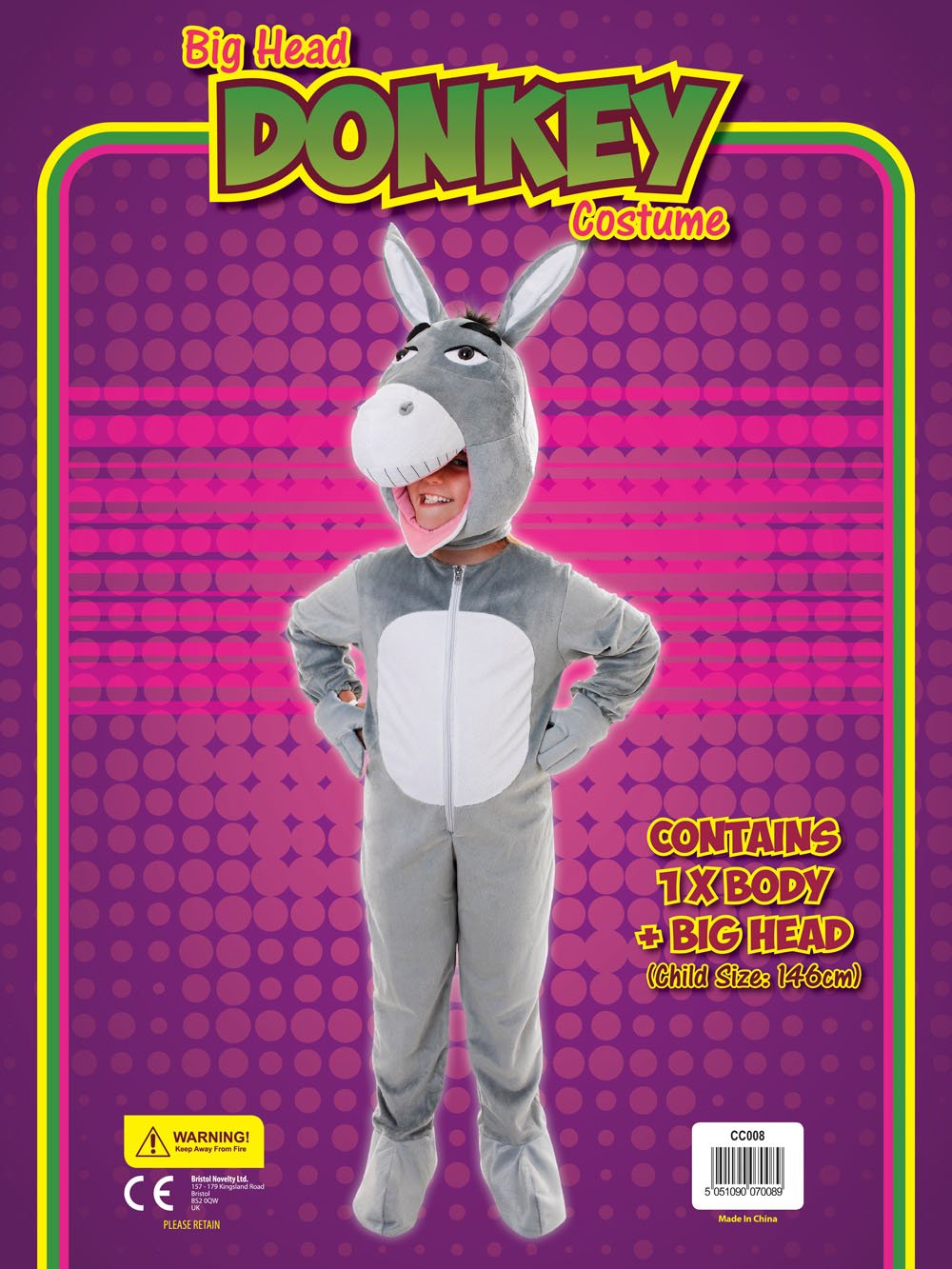 Bristol Novelty CC008 Donkey Big Head Costume, White, Large – TopToy