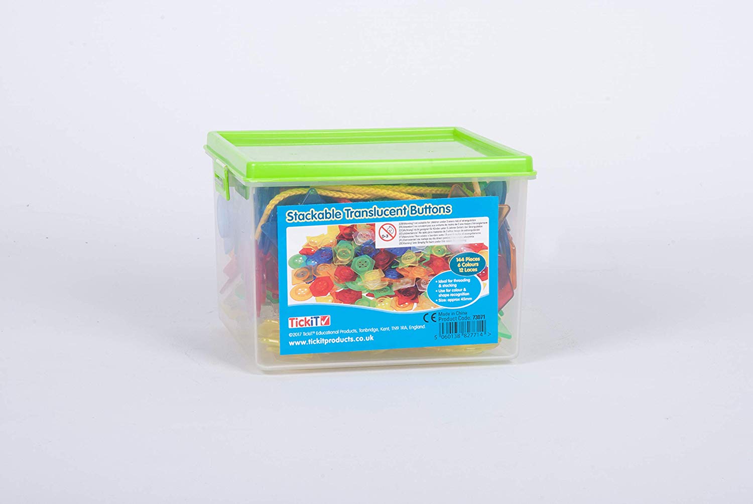 TickiT 73071 Stackable Translucent Button With Lace, 156 Pieces, Translucent – TopToy