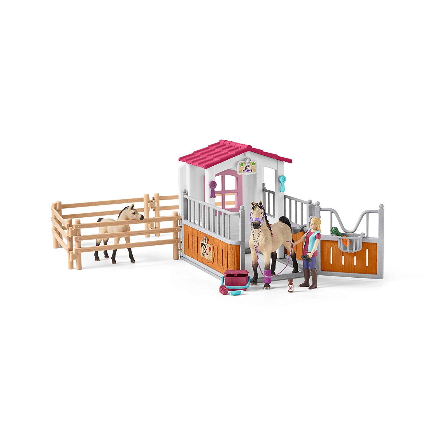 Schleich 42369 stall with Arab Horses and Groom – TopToy