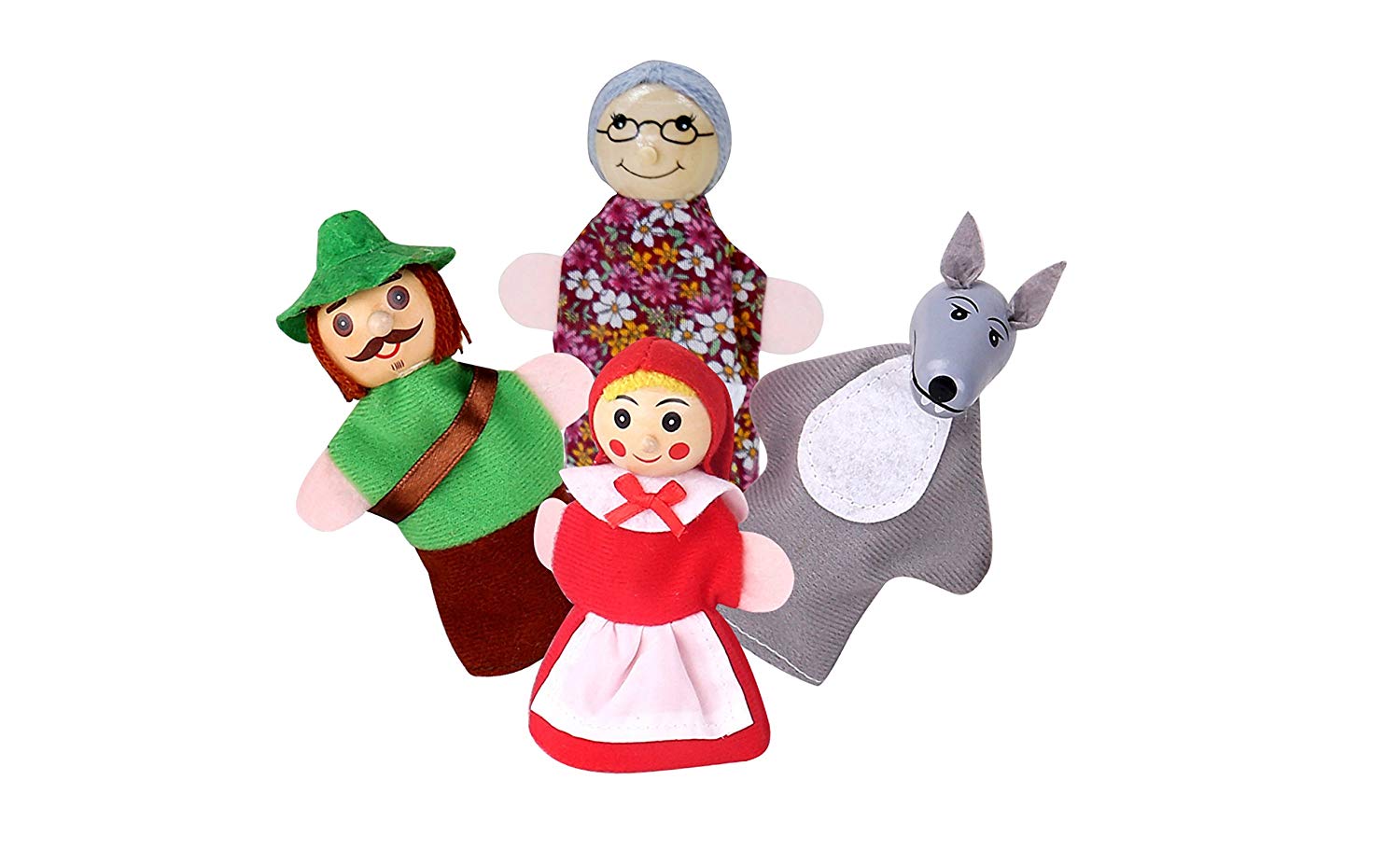 Puppet Theatre Toy for Kids, Wooden Tabletop Theatre with 4 Little Red ...