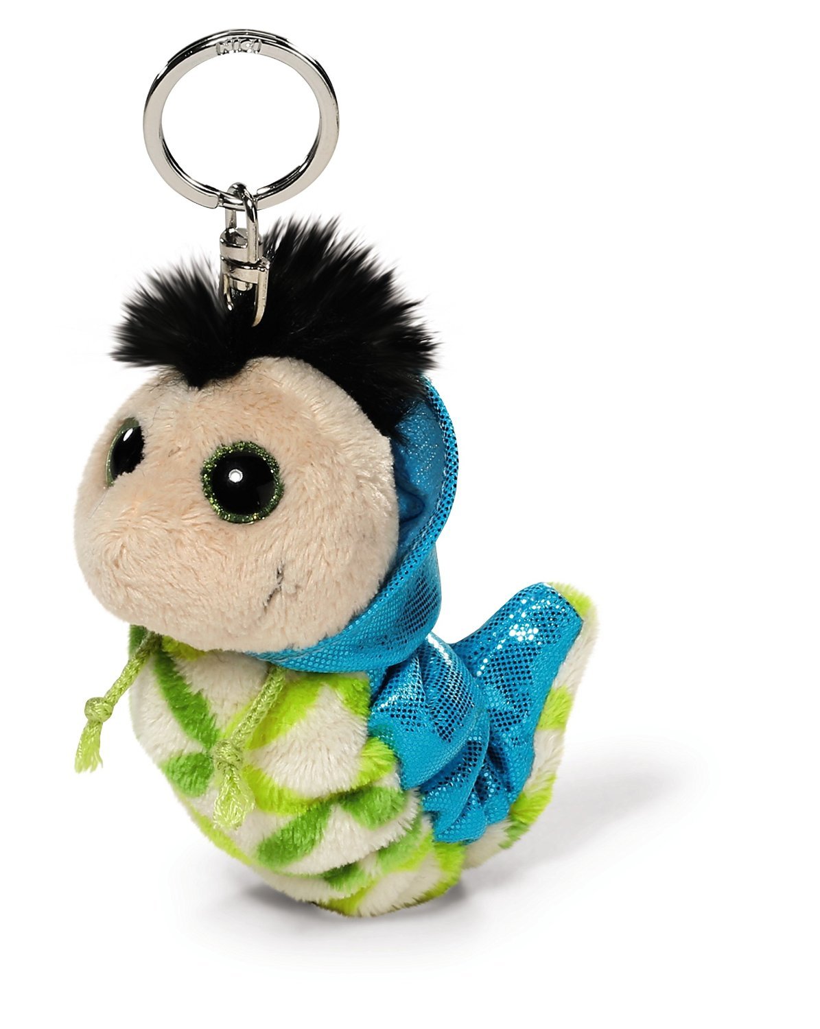 Nici Flibbie 38480 Keyring with Hood – Green Pattern/Blue Glitter – TopToy