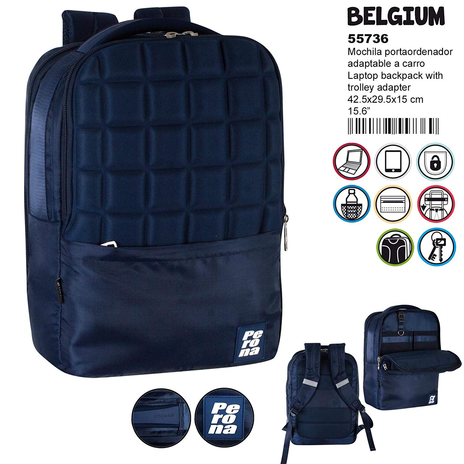 Montichelvo Backpack Bs Lapt. Pr Belgium School Bag, 43 cm, Multicolour ...