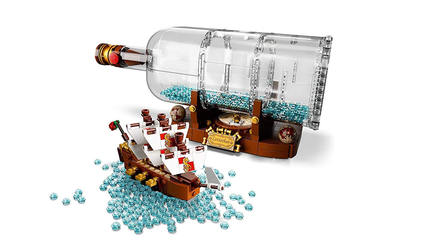 LEGO 21313 Ideas Ship in Bottle Construction Set, Brick-built Bottle ...
