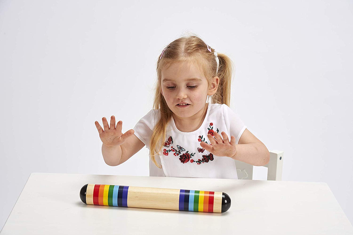 TickiT 85115 Wooden Rainmaker, Natural Wood with Rainbow Strips ...