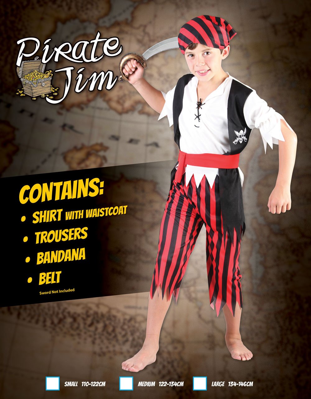 Bristol Novelty Pirate Boy Jim Costume, Large – TopToy