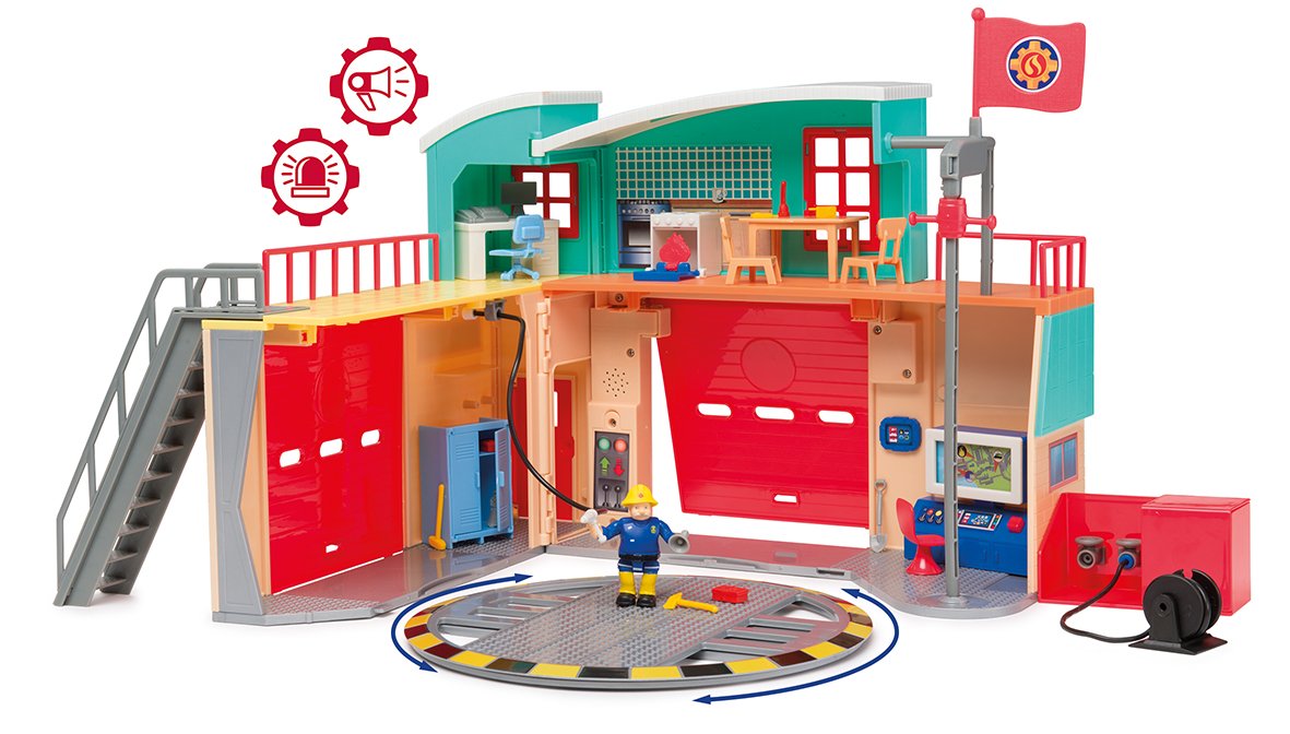 Smoby – Fireman Sam – Pontypandy Fire Station + 1 Figurine – Sounds and ...