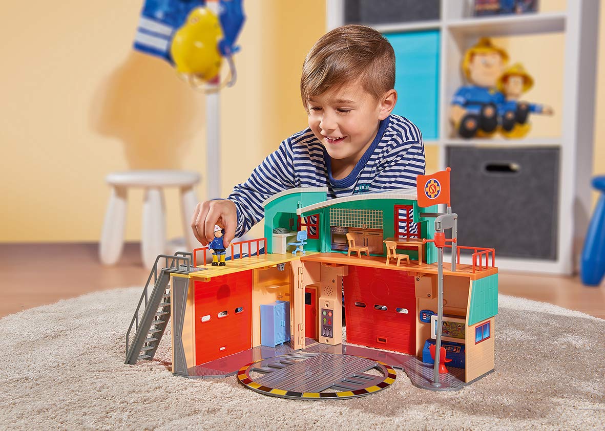 Smoby – Fireman Sam – Pontypandy Fire Station + 1 Figurine – Sounds and ...