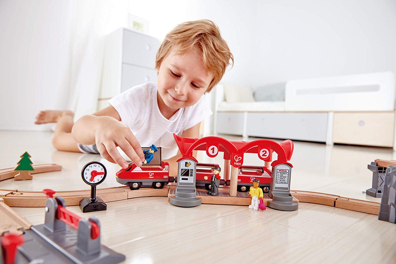 Hape Busy City Train Rail Set | Complete City-Themed Wooden Rail Toy ...
