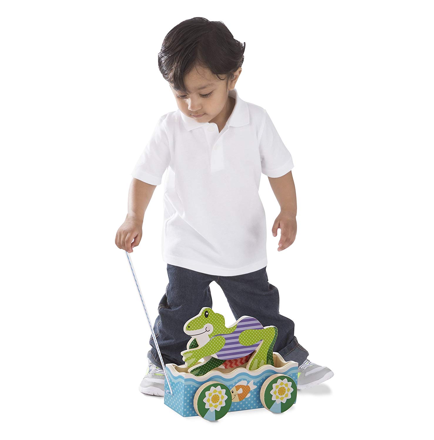 Melissa & Doug 13615 First Play Friendly Frogs Wooden Pull Toy, Multi ...
