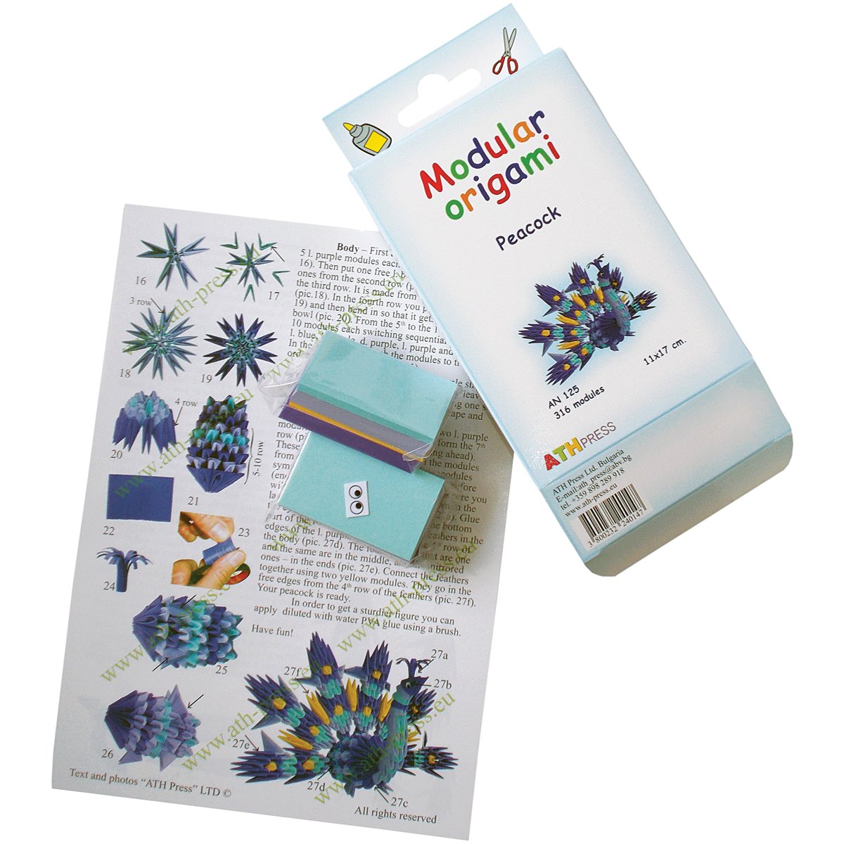 Modular Origami 316 Piece Set Peacock, Multi – TopToy