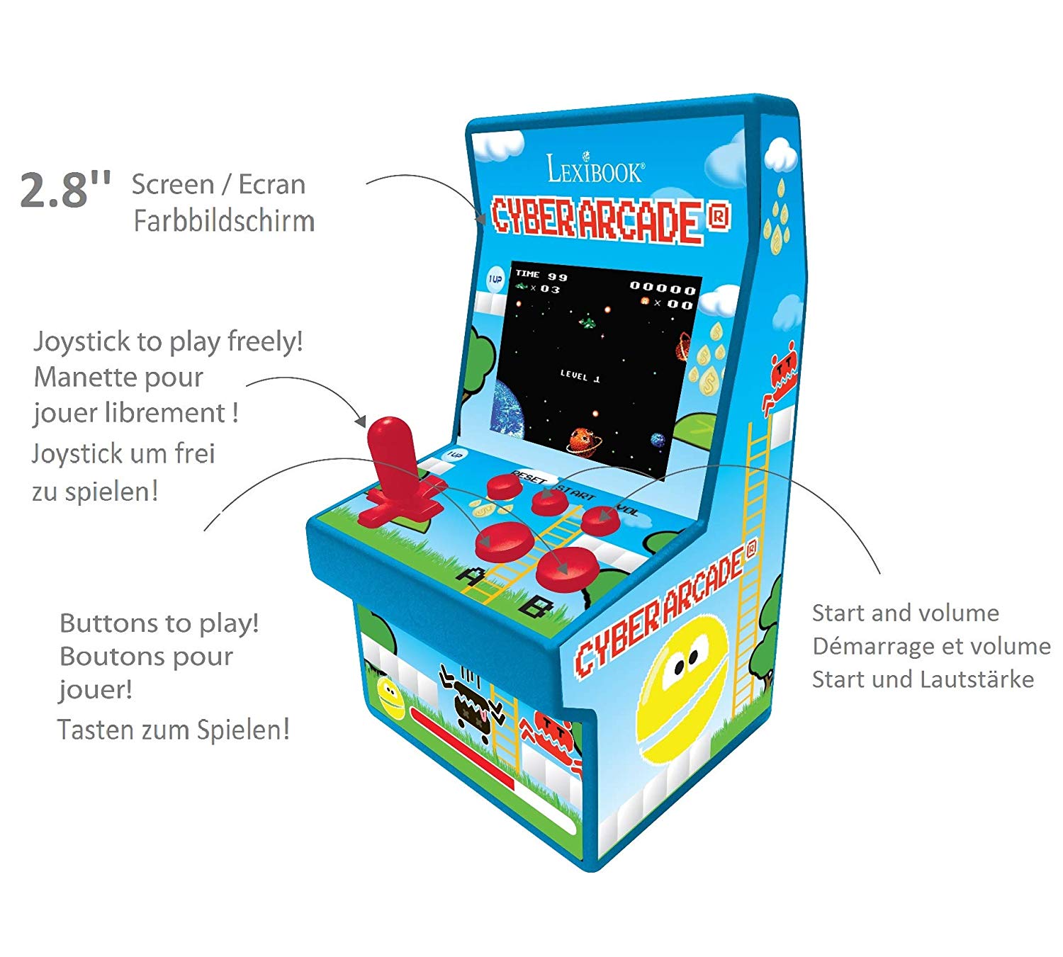 Lexibook Cyber Arcade Console, 200 Games, 2.8’’ LCD Colour screen ...