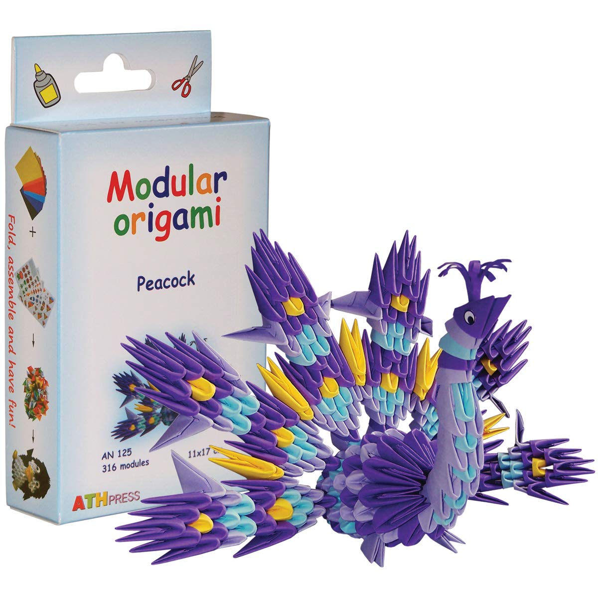 Modular Origami 316 Piece Set Peacock, Multi – TopToy