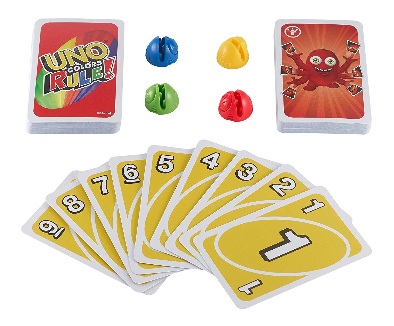 Mattel MTLDWV64 “Uno Colors Rule Mit Super-Jokern! 4 Kartenhaltern ...