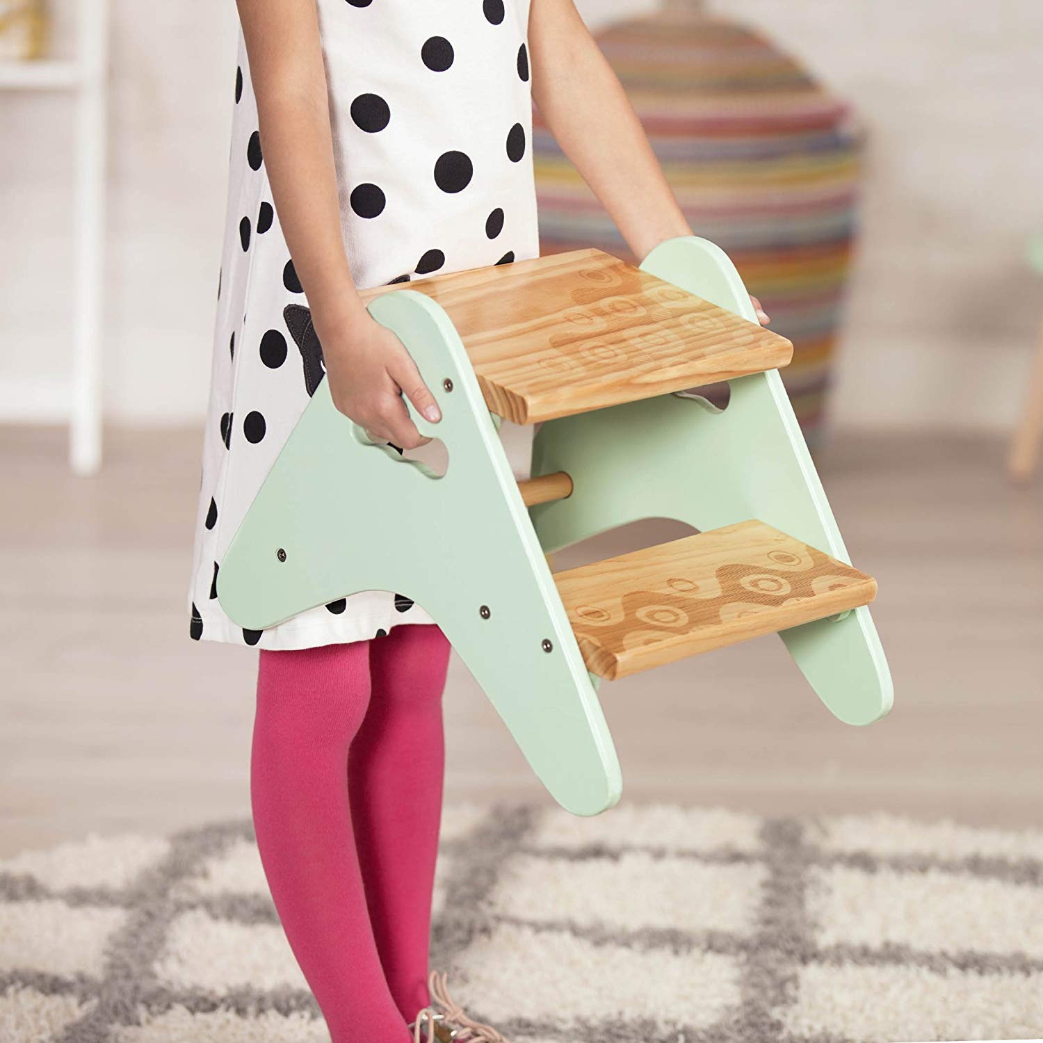 B toys – Peek-A-Boost – Wooden Step Stool – Two-Step Toddler Stool ...