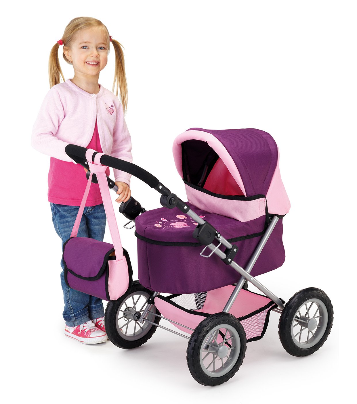 Bayer Design 13057AA Doll Pram Trendy, Foldable, Height-Adjustable ...
