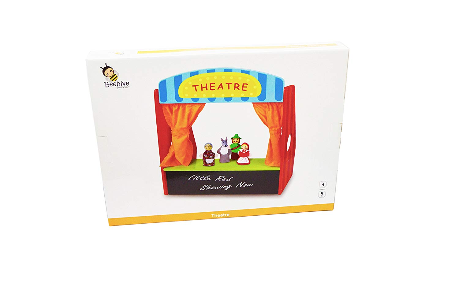 Puppet Theatre Toy for Kids, Wooden Tabletop Theatre with 4 Little Red ...